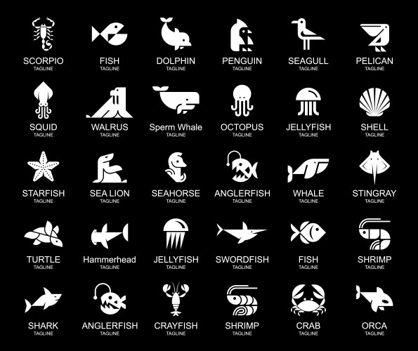 Animals logos collection Royalty Free Vector Image