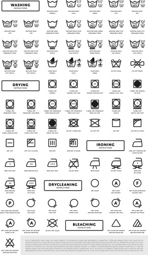 Laundry washing symbols icon set Royalty Free Vector Image