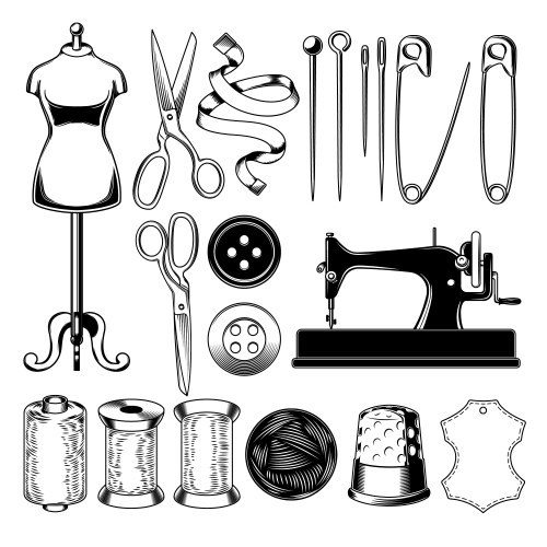 Sewing accessories and tailor shop elements Vector Image