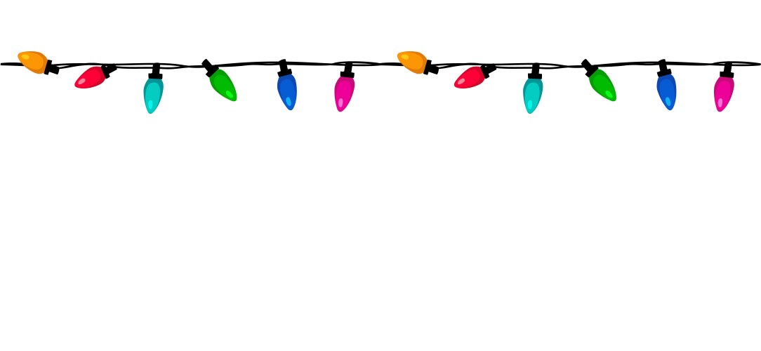 Christmas Lights Border - Festive Flat Style Vector Image