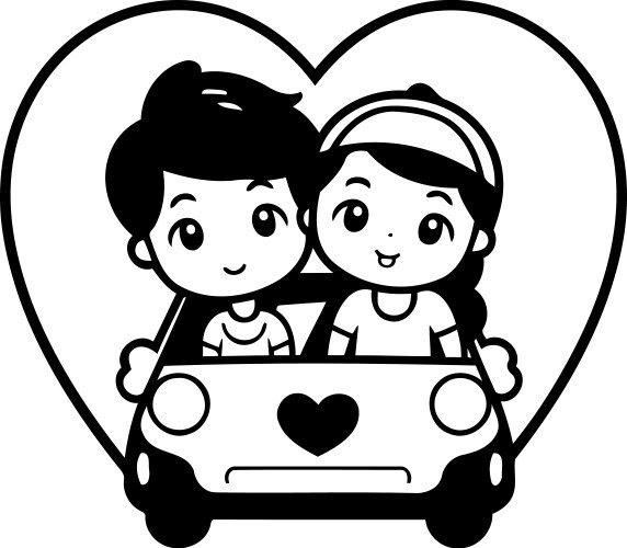 Cute little girl driving a car with heart Vector Image