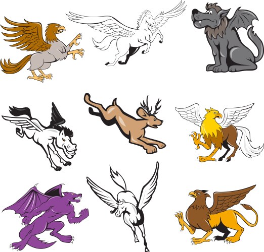 Mythical creatures set Royalty Free Vector Image