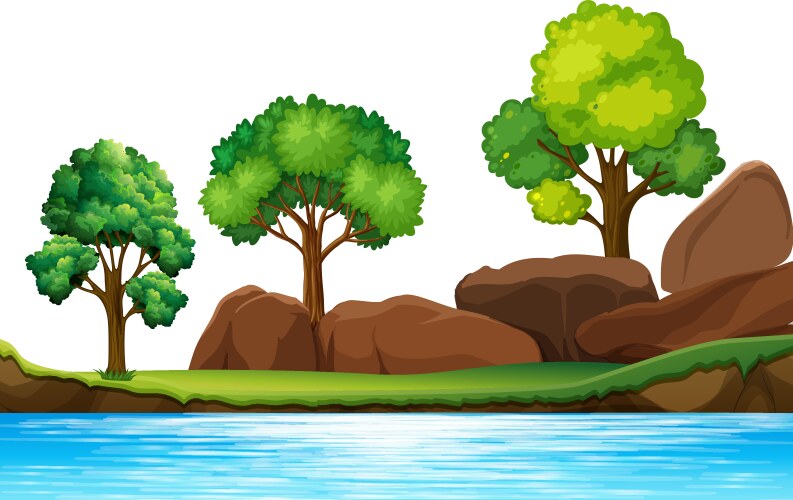 Small river nature landscape Royalty Free Vector Image