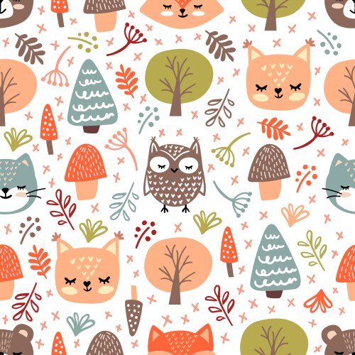 Cute forest pattern Royalty Free Vector Image - VectorStock