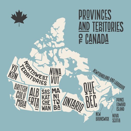 Map canada poster provinces Royalty Free Vector Image