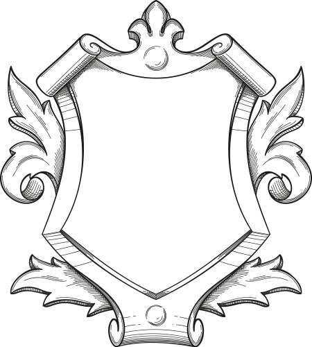 Baroque shield drawing Royalty Free Vector Image