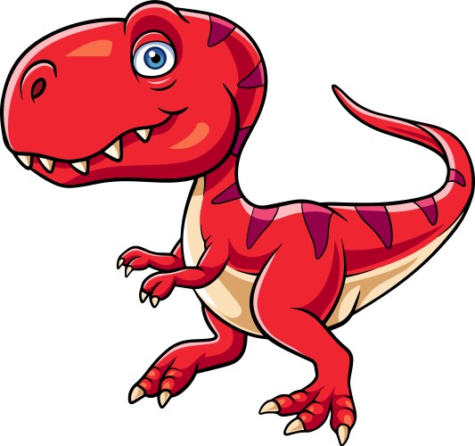 Cartoon angry red dinosaur roaring Royalty Free Vector Image