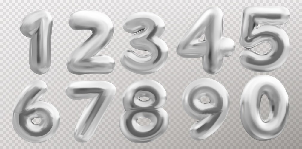 3d gold balloon number font realistic metal type Vector Image