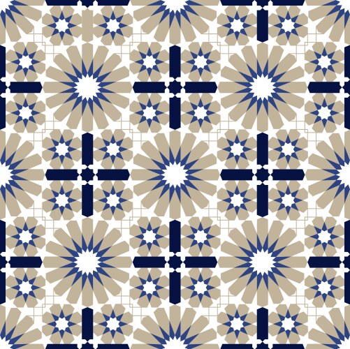Blue and white moroccan motif tile pattern Vector Image
