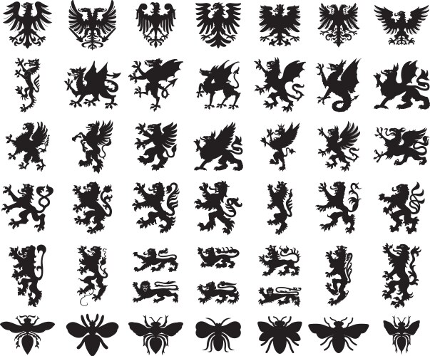 Heraldic elements set Royalty Free Vector Image