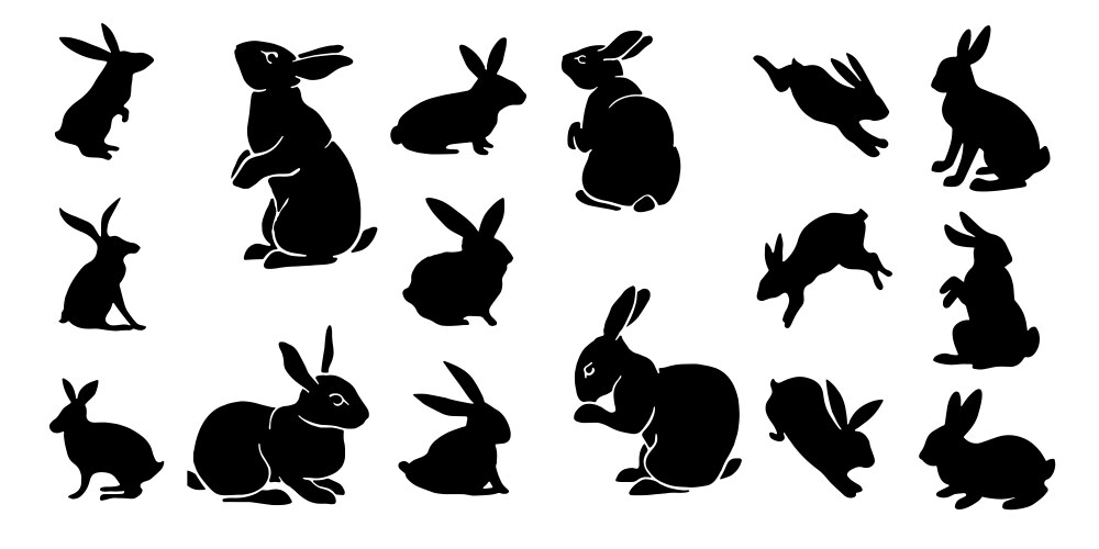Rabbit silhouette Royalty Free Vector Image - VectorStock