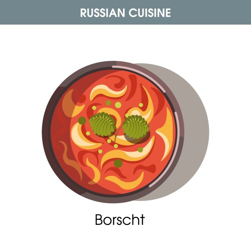 Plate with red borscht Royalty Free Vector Image