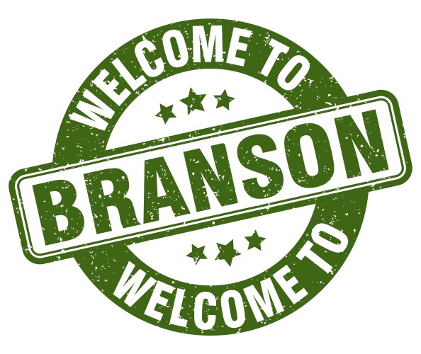 Welcome to branson stamp round sign Royalty Free Vector