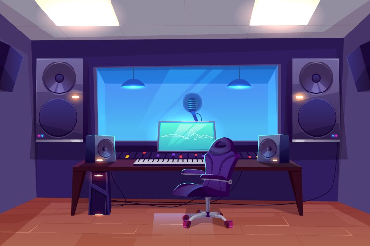 Modern audio recording studio interior Royalty Free Vector