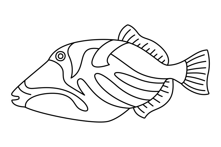 Tropical fish hand drawn line art coloring page Vector Image