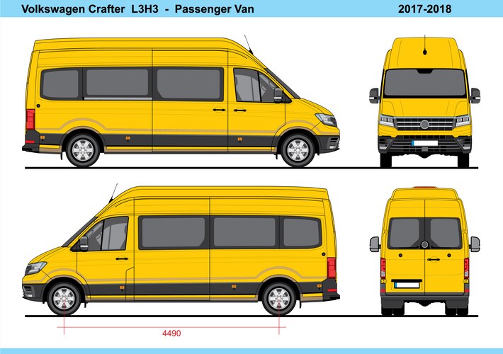 Volkswagen crafter van l3h2 and l4h2 2017-present Vector Image