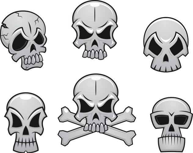 Cartoon skull collection Royalty Free Vector Image