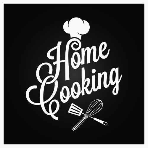 Home cooking linear logo with plate and ladle Vector Image
