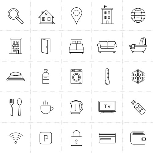 Accommodation booking icon set Royalty Free Vector Image