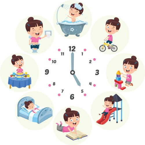 Kids daily routine activities Royalty Free Vector Image