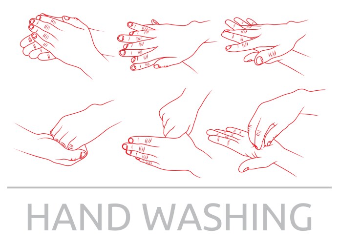 Hand washing instructions black and white Vector Image