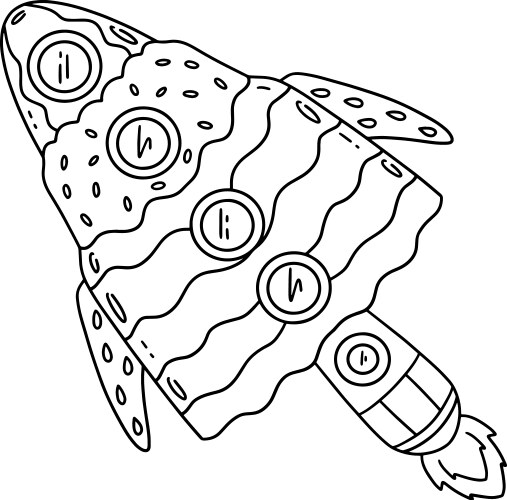 Space checkered rocket coloring page for kids Vector Image