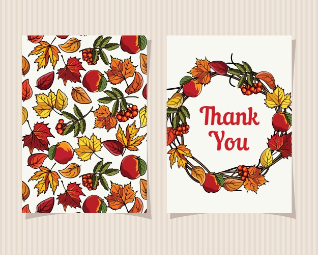 Fall tree thank you card Royalty Free Vector Image