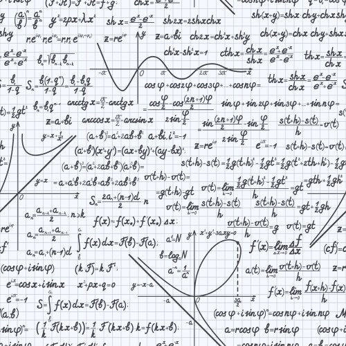 Notebook sheet with science geometry formulas Vector Image