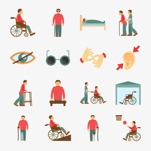 Disabled people infographic set Royalty Free Vector Image