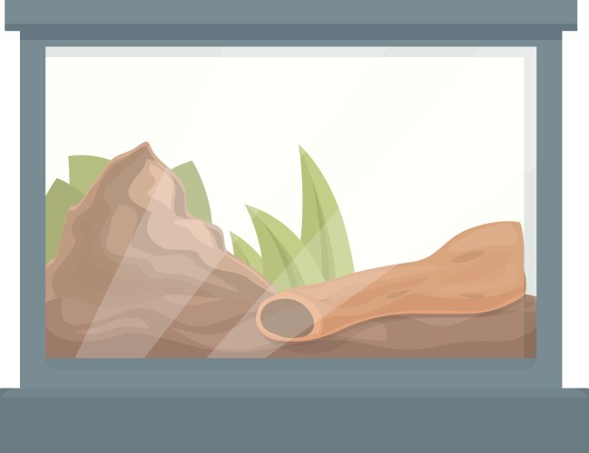 Empty terrarium with branch and grass waiting Vector Image