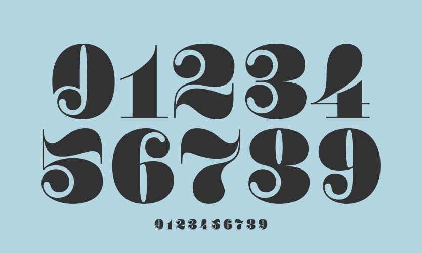 Number font numbers in classical french Royalty Free Vector