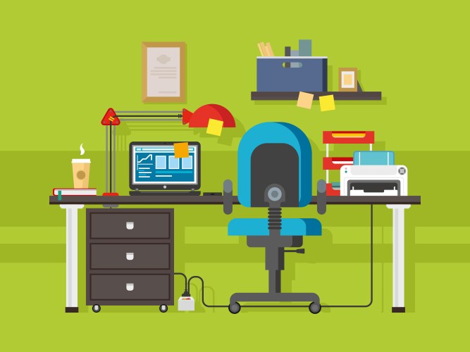 Work desk Royalty Free Vector Image - VectorStock