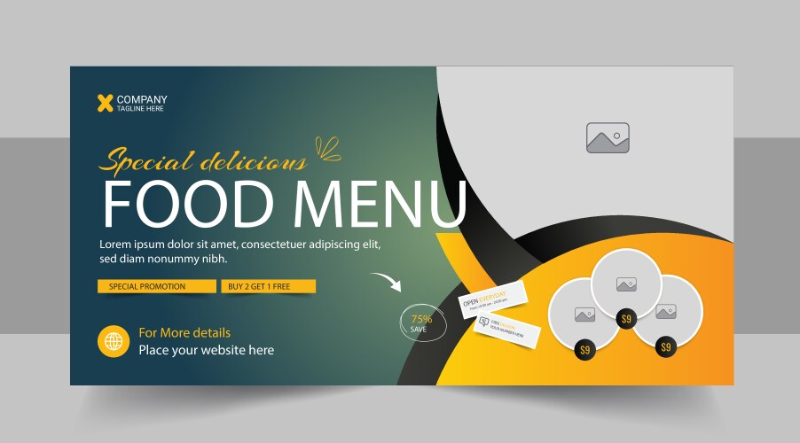 Restaurant fast food cover or web banner design Vector Image