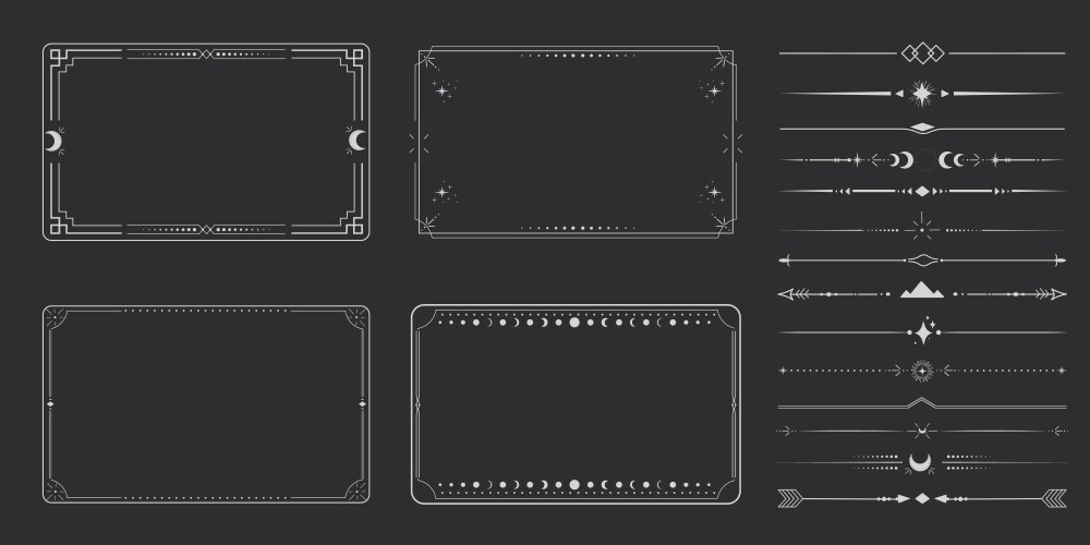 Golden celestial minimal esoteric frame thin line Vector Image