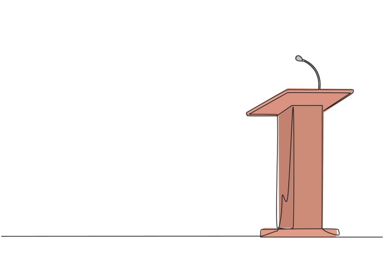 Single continuous line drawing podium with two Vector Image