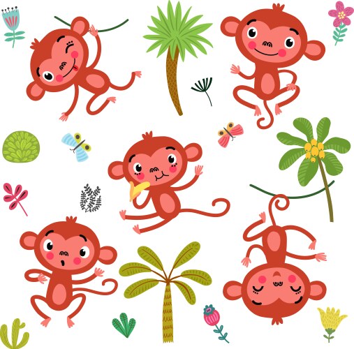 Monkey set Royalty Free Vector Image - VectorStock