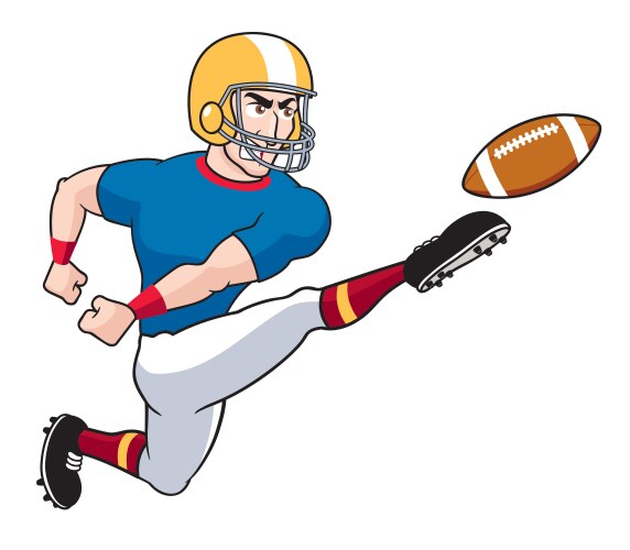 American football wide receiver catch ball cartoon