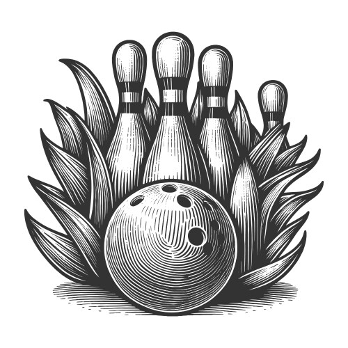 Bowling pins and ball Royalty Free Vector Image
