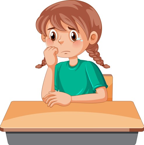 Sad girl sitting alone Royalty Free Vector Image