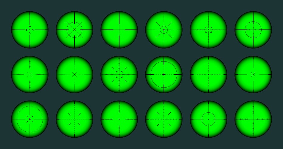 Various sniper rifle sights weapon optical scope Vector Image