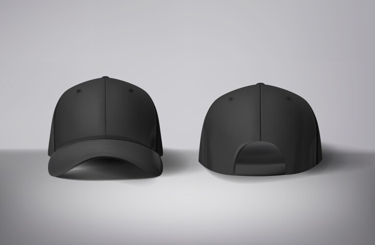 Black baseball cap mock up in gray background Vector Image