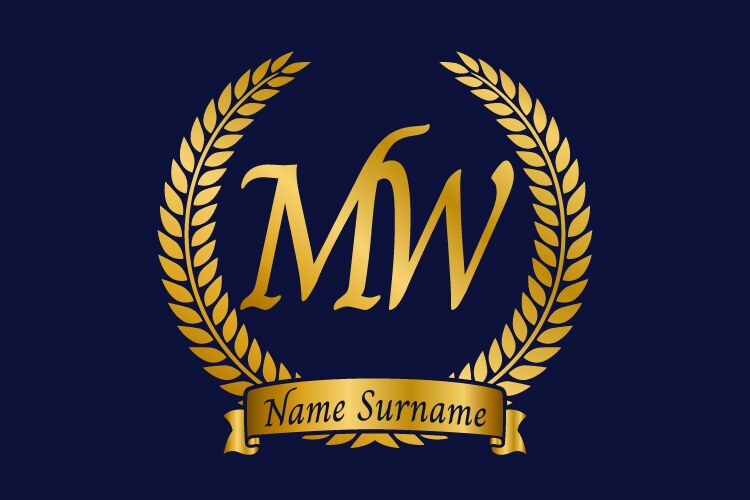 Initial letter w and m wm monogram logo design Vector Image