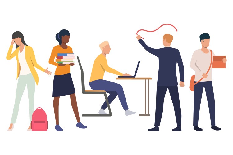 College students in university clothing Royalty Free Vector