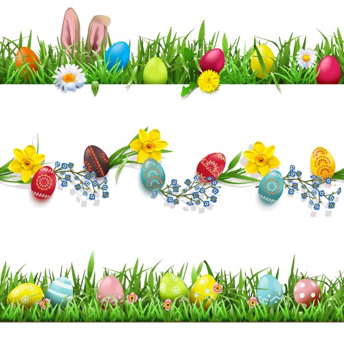 Green grass seamless set Royalty Free Vector Image