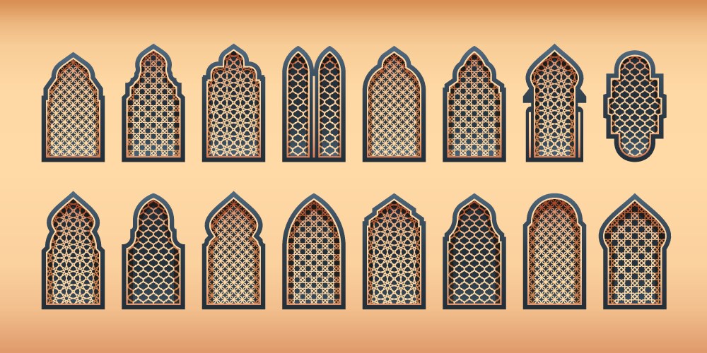 Traditional gold arabic window Royalty Free Vector Image