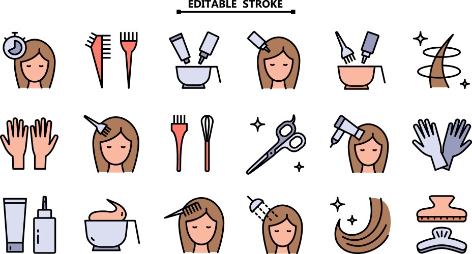 Hair coloring icon editable stroke permanent Vector Image