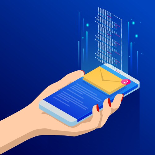 Isometric email notification concept message Vector Image