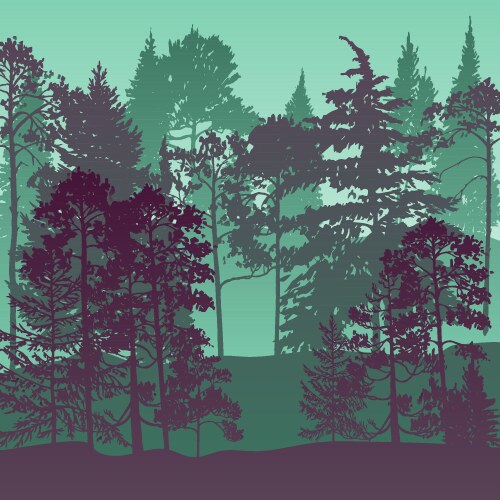 Landscapes with pine trees Royalty Free Vector Image