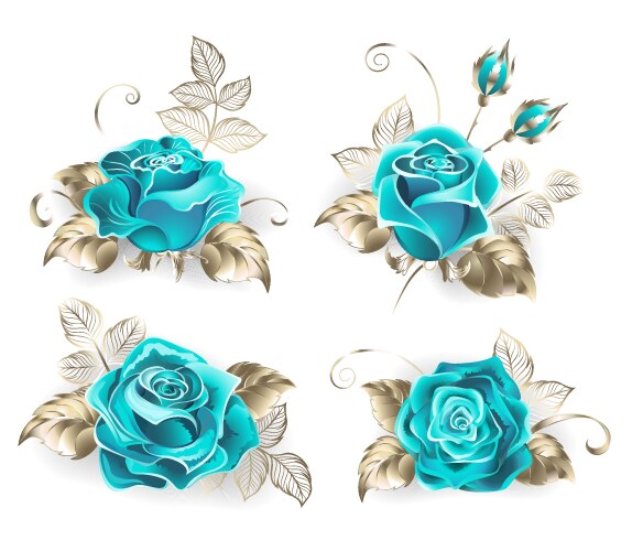 Bouquet turquoise roses Royalty Free Vector Image