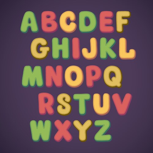Colorful cute alphabets abc font on black Vector Image